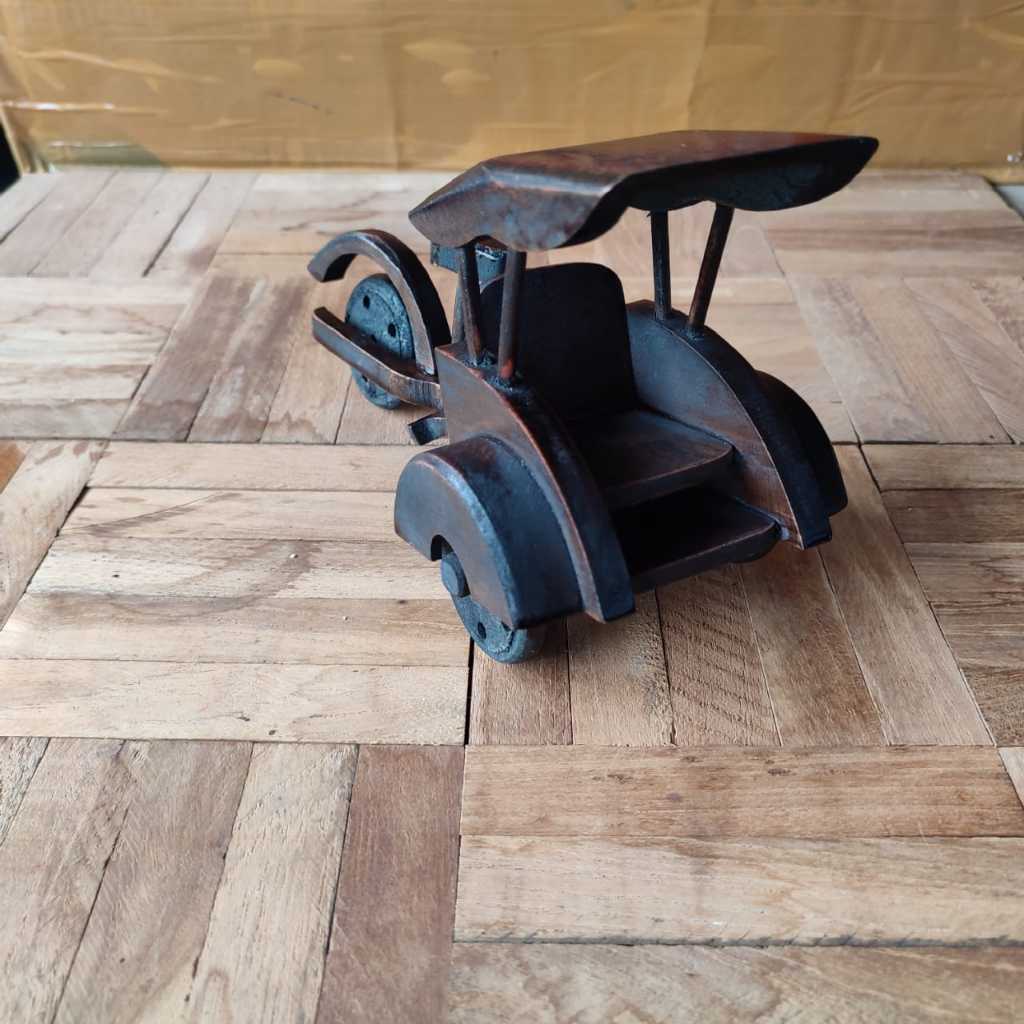 Jual MINIATUR TERMURAH MINIATUR BECAK KAYU UK SEDANG NUSANTARA | Shopee ...