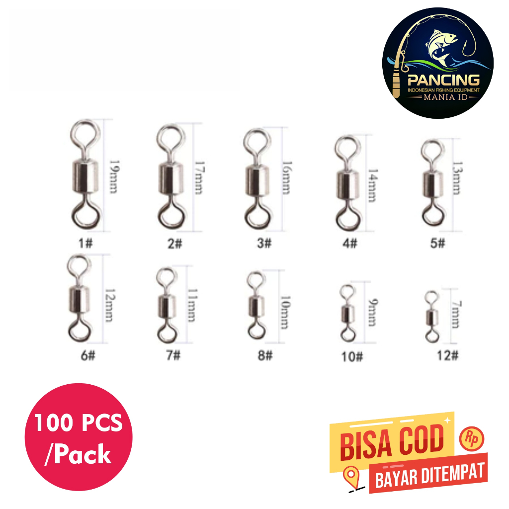Jual Kili Kili Pancing Rolling Swivel Berkualitas Premium (100 Pcs/Pack ...