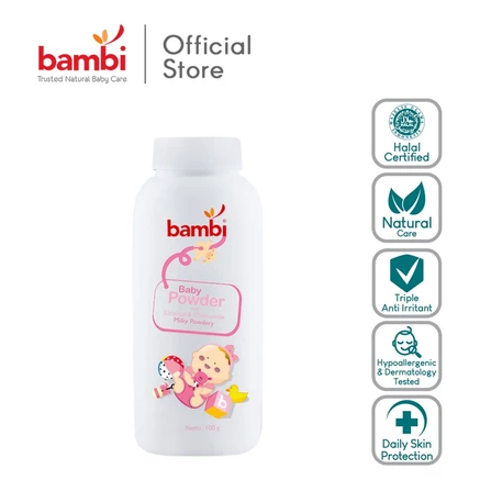 Jual Bambi Baby Powder Pink Milky Powdery 100gr ( PINK ) | Shopee Indonesia
