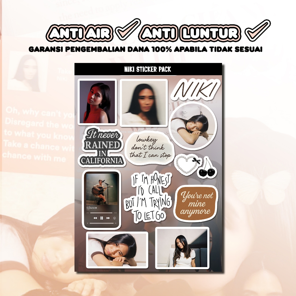 Jual 13pcs NIKI Music Artist Sticker Pack | Stiker Tahan Air Anti ...