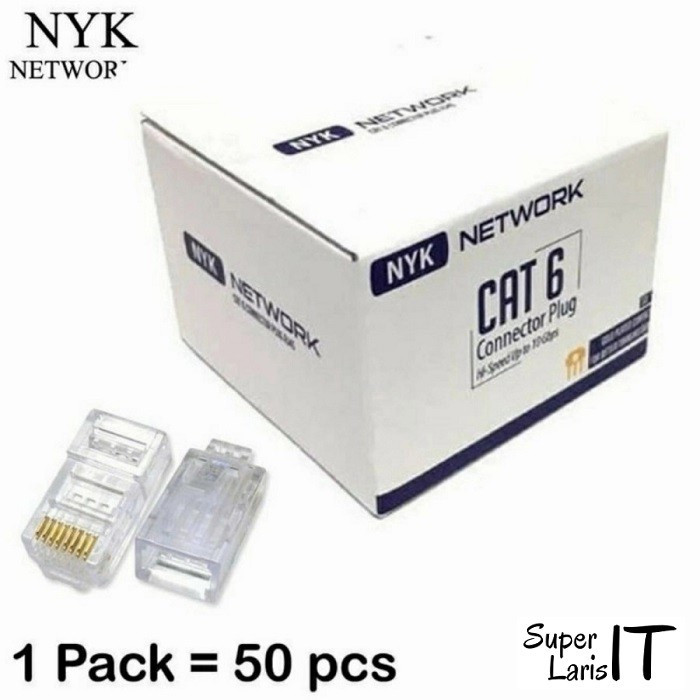 Jual Konektor Connector RJ45 Cat6 Cat 6 merk NYK isi 50PCS ORIGINAL ...