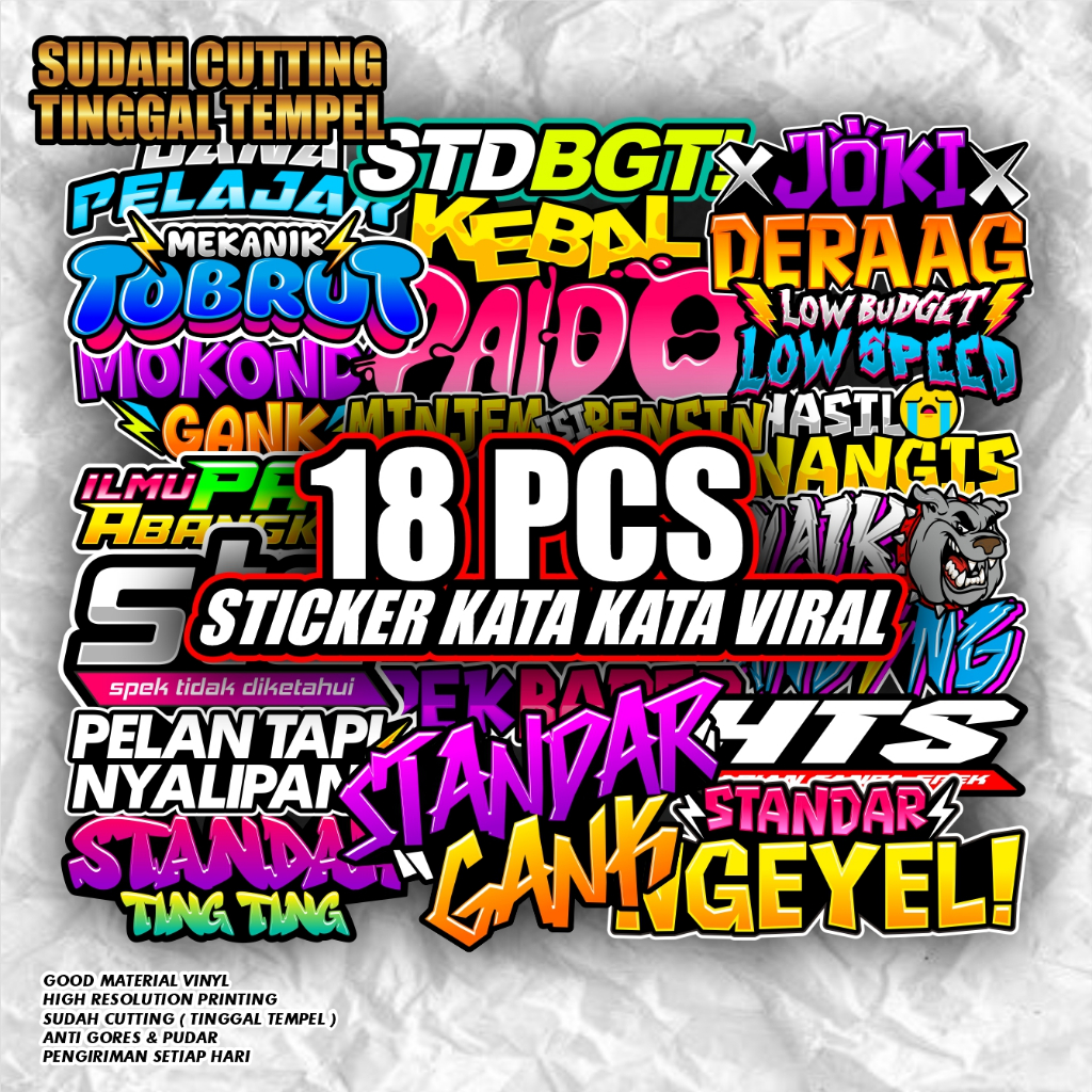 Jual Isi 18 Lembar Sticker Racing Sticker Pack Sticker Kata Viral ...