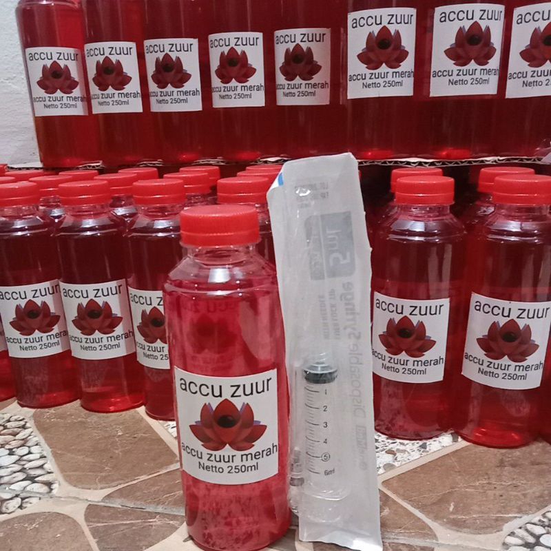 Jual AIR ACCU ZUUR MERAH PREMIUM 250ML (BONUS SUNTIKAN) | Shopee Indonesia
