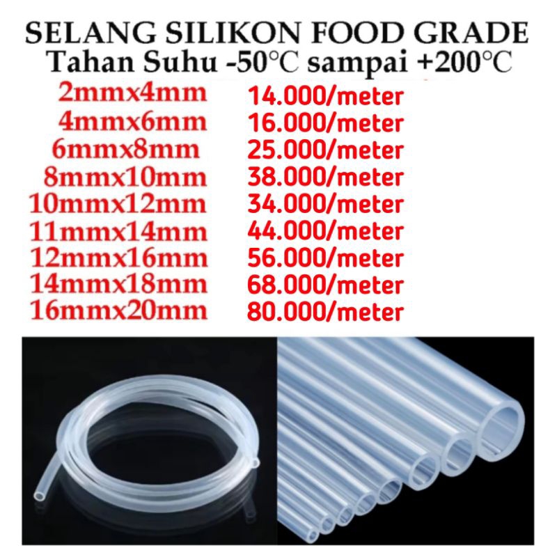 Jual Selang silicone food grade tahan panas ukuran | Shopee Indonesia