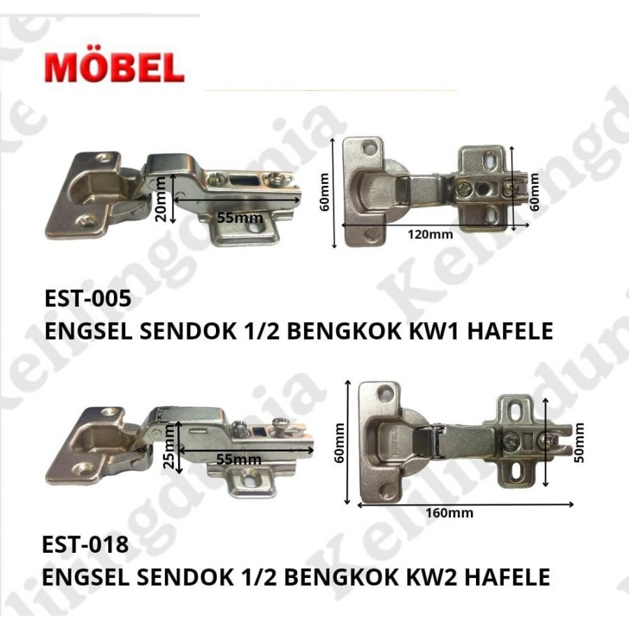 Jual Engsel Sendok Setengah ½ Bengkok Hafele Engsel Pintu Lemari Laci ...