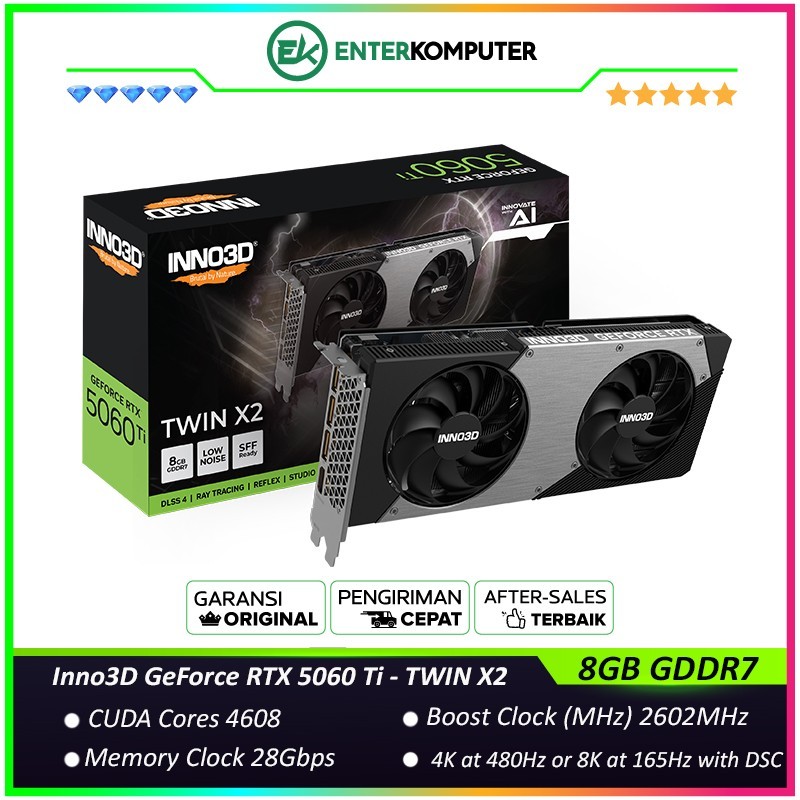 Jual Inno3D GeForce RTX 5060 Ti 8GB GDDR7 TWIN X2 - DUAL FAN | Shopee Indonesia
