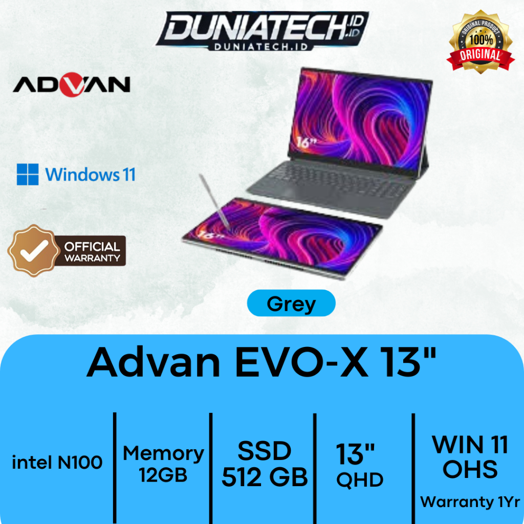 Jual ADVAN EVO-X 13” 2in1 LAPTOP DETACHABLE 2K DISPLAY INTEL INSIDE ...