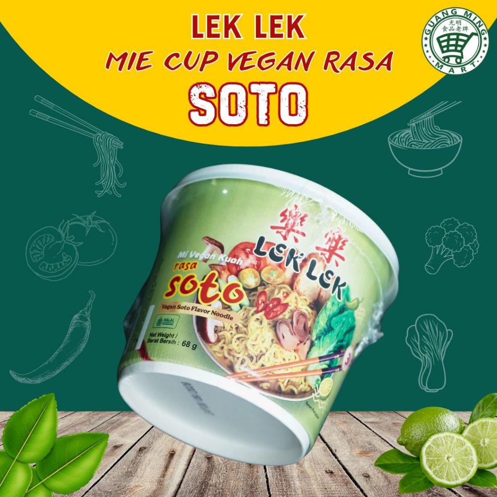 Jual Mie Cup Lek Lek Vegan Kuah Rasa Soto / Vegan Soto Flavor Noodle | Shopee Indonesia