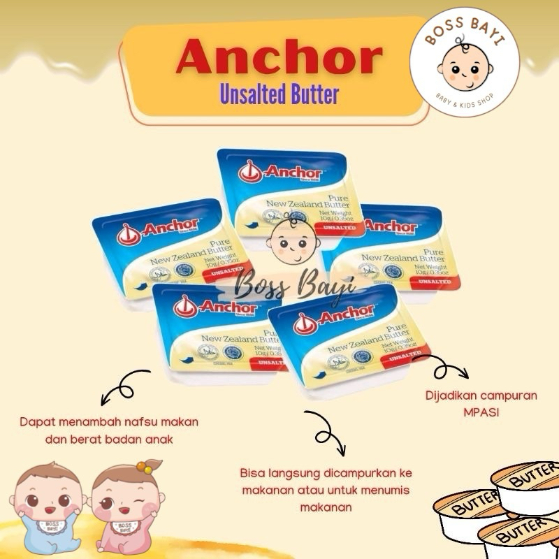 Jual ANCHOR - Unsalted Butter / Lemak MPASI 7gr x 10pcs | Shopee Indonesia
