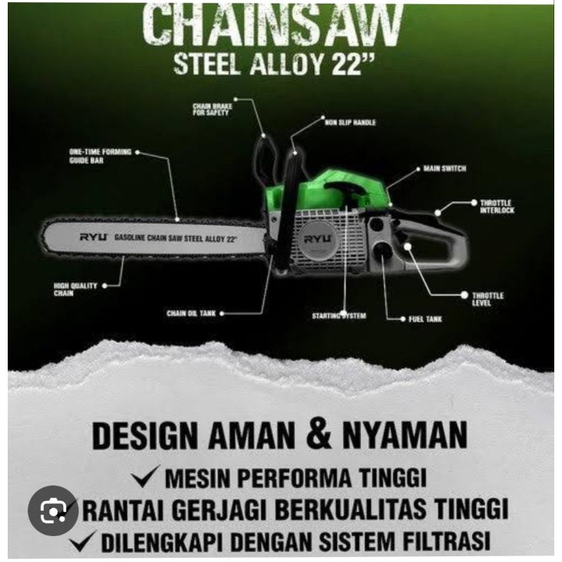 Jual MESIN CHAIN SAW RYU 22" (RGS 22) | Shopee Indonesia
