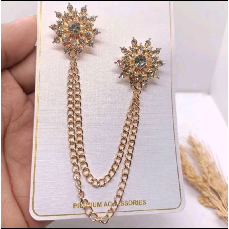 Jual Bros pin rantai jas rumbai Desain bintang snowflake untuk pria ...