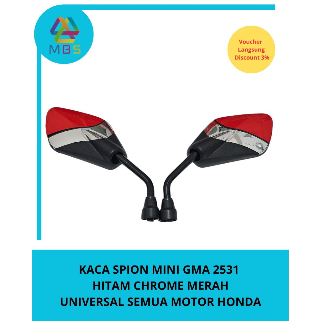 Jual SPION 2531 GMA MINI HITAM CHROME MERAH TYPE HONDA SEMUA MOTOR ...
