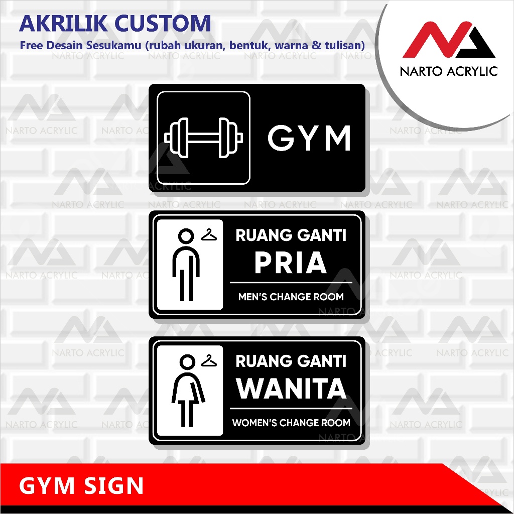 Jual GYM SIGN, RUANG GANTI PRIA & WANITA | PAPAN NAMA RUANG AKRILIK ...