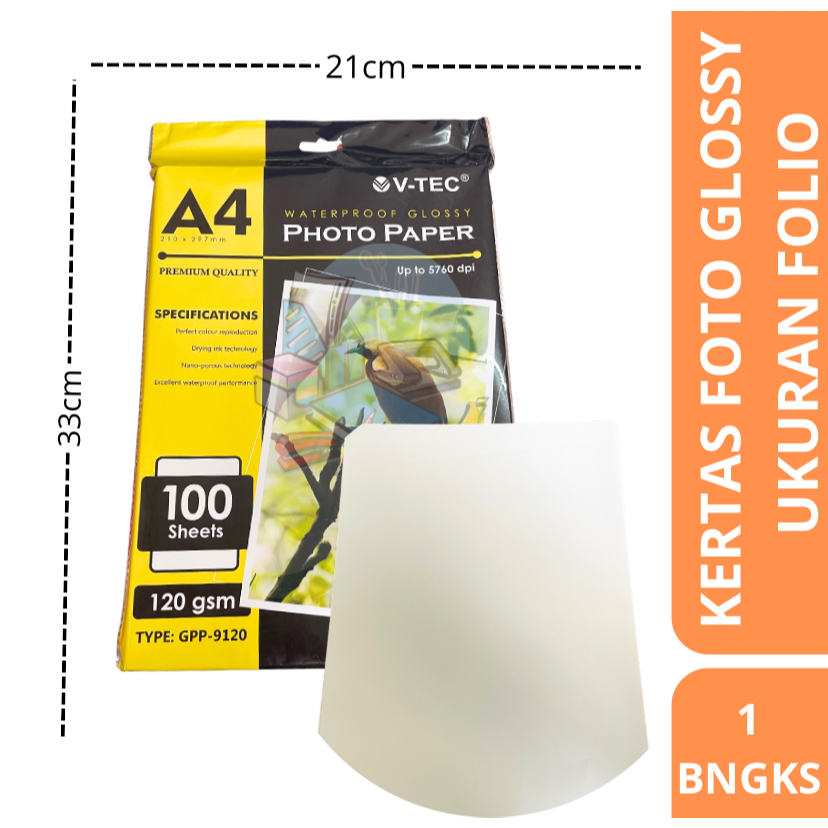 Jual [1 BUNGKUS] Kertas Foto / Waterproof Glossy Photo Paper Ukuran A4 ...