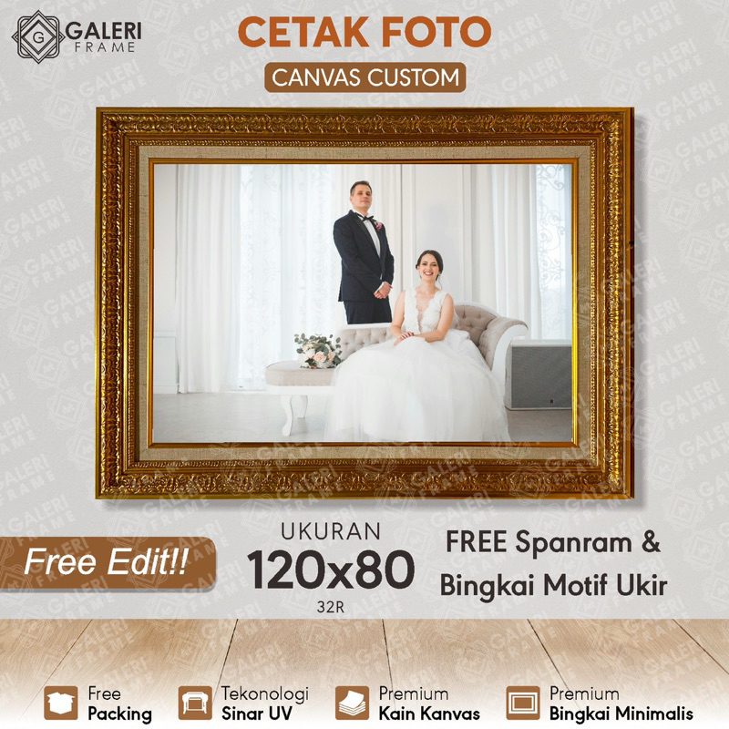 Jual Cetak foto Kanvas/Canvas 32R ( 80 x 120 ) Bingkai Motif Ukir ...