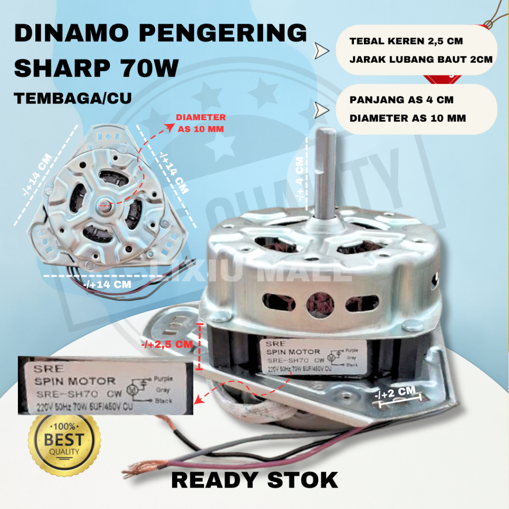 Jual Dinamo TEMBAGA/CU Mesin Cuci Pengering Spin kaki 3 rapat untuk merk Sharp | Shopee Indonesia