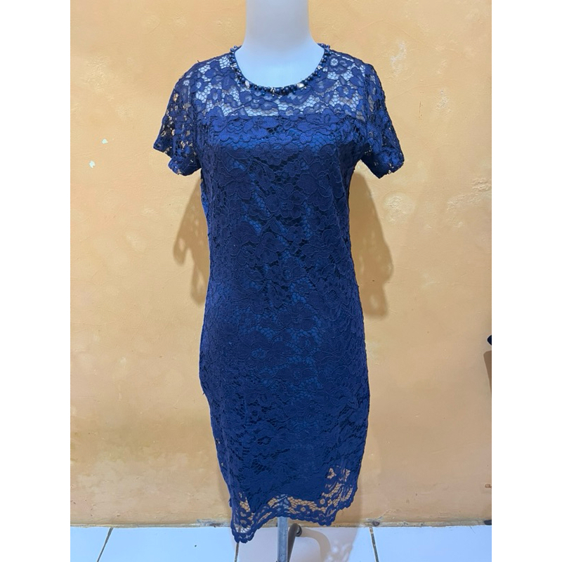 Jual Dress biru / brukat biru | Shopee Indonesia
