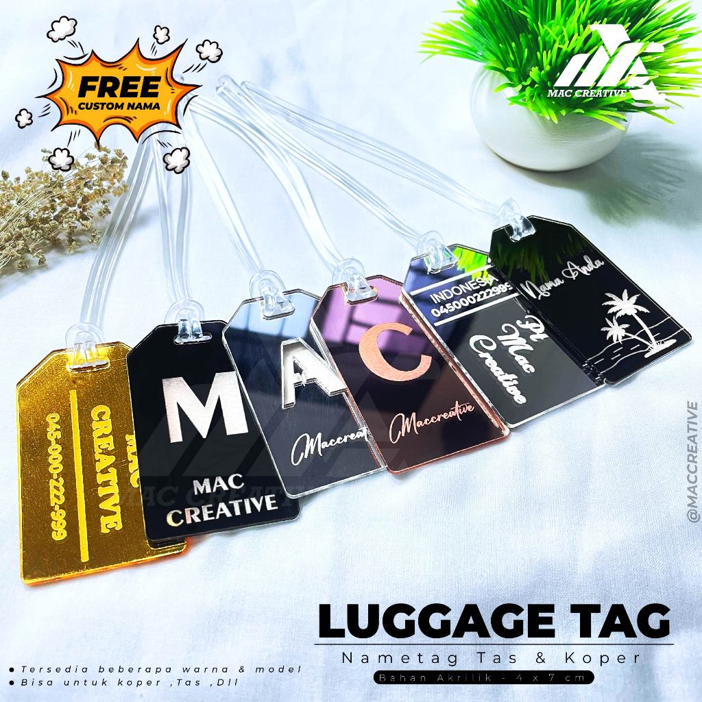 Jual LUGGAGE TAG AKRILIK CUSTOM NAMA - GANTUNGAN TAG KOPER TAS AKRILIK ...