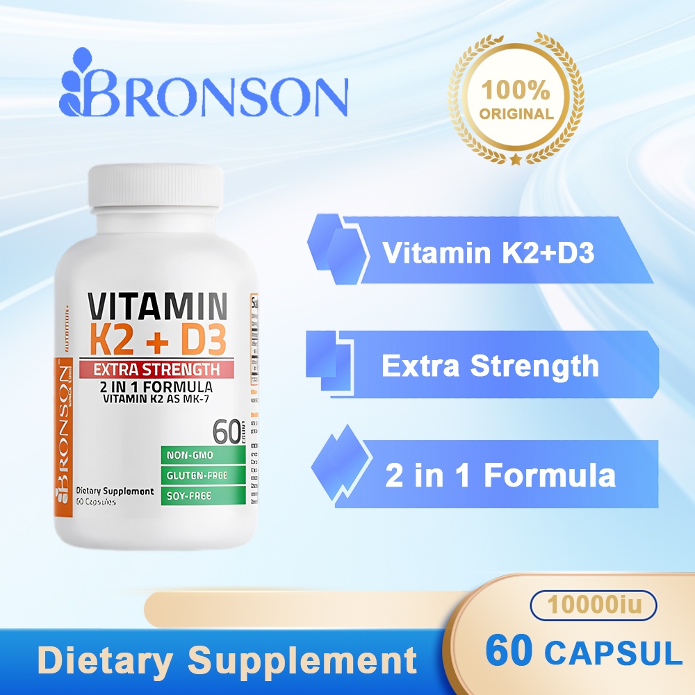 Jual Bronson Vitamin D3 K2 (Vitamin K2 as MK-7) 10,000IU & 120 mcg for ...