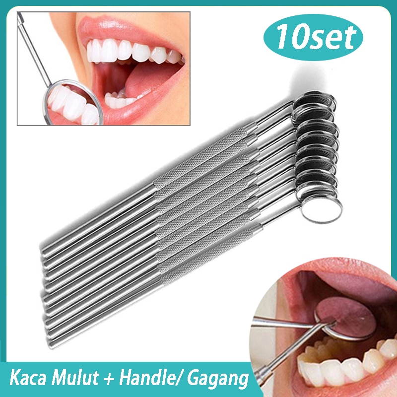 Jual 10set Dental mouth mirror kaca mulut kacamulut Kaca Mulut No 4 ...