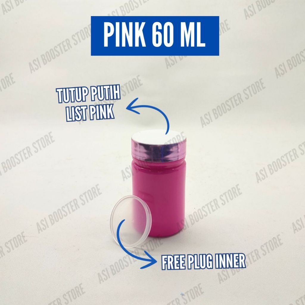 Jual Botol Obat 60ML Pink + Plug Inner | Shopee Indonesia