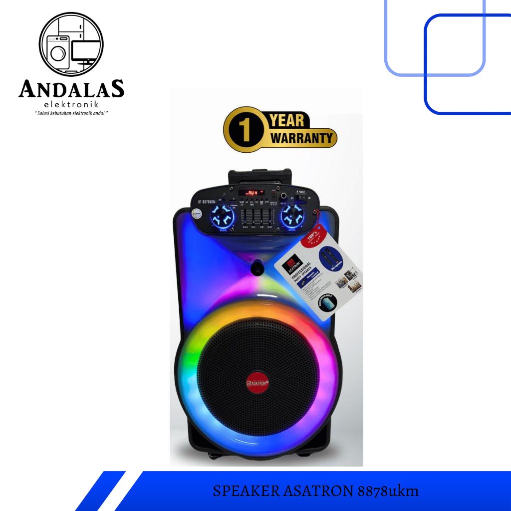 Jual ASATRON HT-8878 12 INCH RMS 40W PORTABLE BLUETOOTH SPEAKER WITH ...