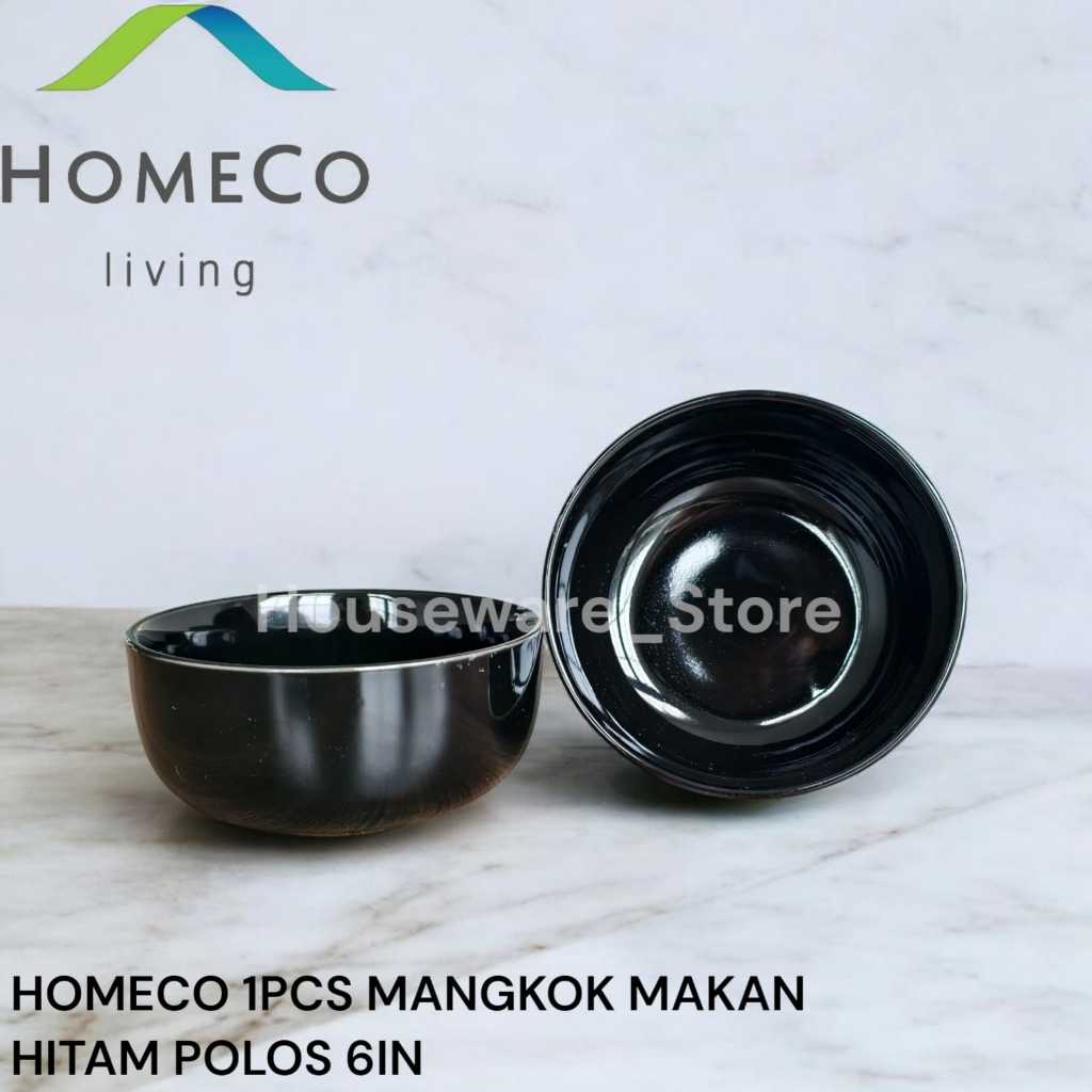 Jual HOMECO 1pcs Bowl Dinner Black Collection 6in Mangkok Makan Keramik ...