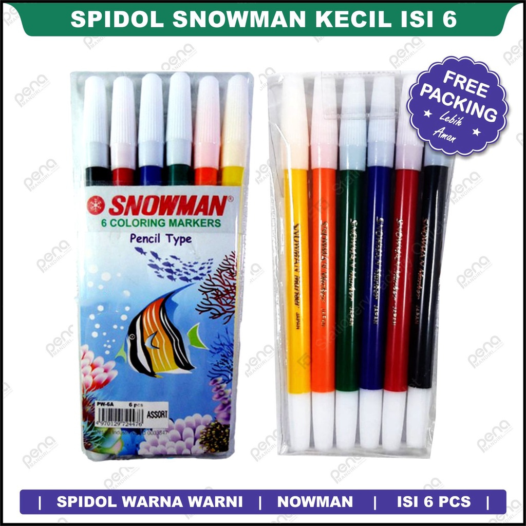 Jual Spidol Snowman Kecil Isi 6 - Snowman Spidol Warna Set 6 Warna ...
