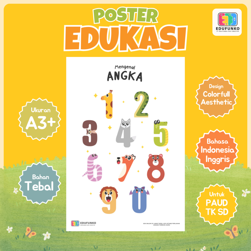 Jual Poster Edukasi Anak | Poster Belajar Angka | Dekorasi Dinding Anak ...