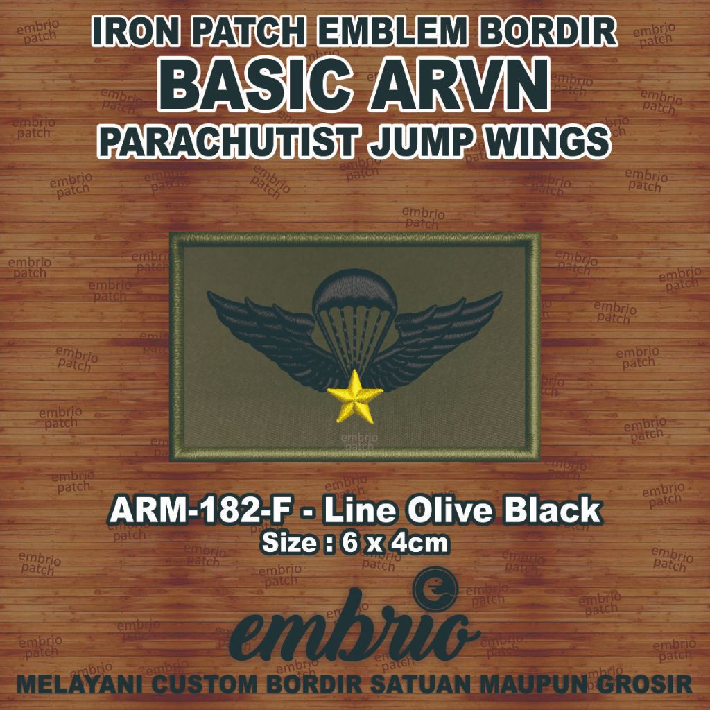 Jual ARM-182-F Patch Basic ARVN Parachutist Jump Wing Vietnam War us army - Line Olive Black ...