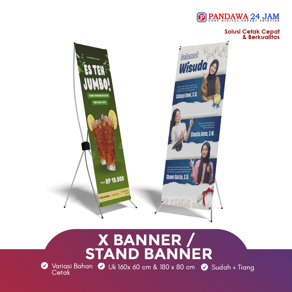 Jual Cetak X Banner Standing banner Custom Ukuran 60x160 / 80x180cm X ...