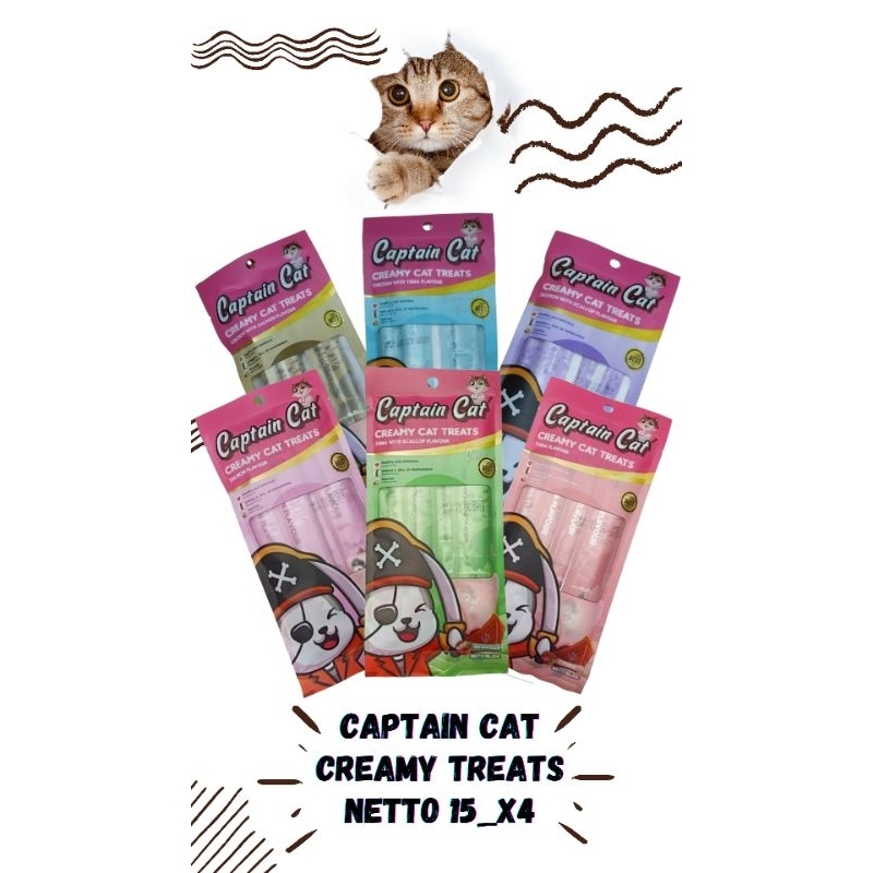 Jual Captain Cat Creamy Cemilan Snack Kucing 60gr (15x4pcs) | Shopee ...