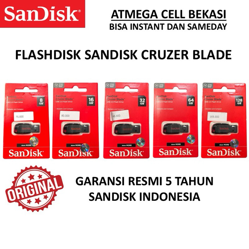 Jual ORIGINAL SANDISK FLASHDISK CRUZER BLADE 8GB 16GB 32GB 64GB 128GB ...