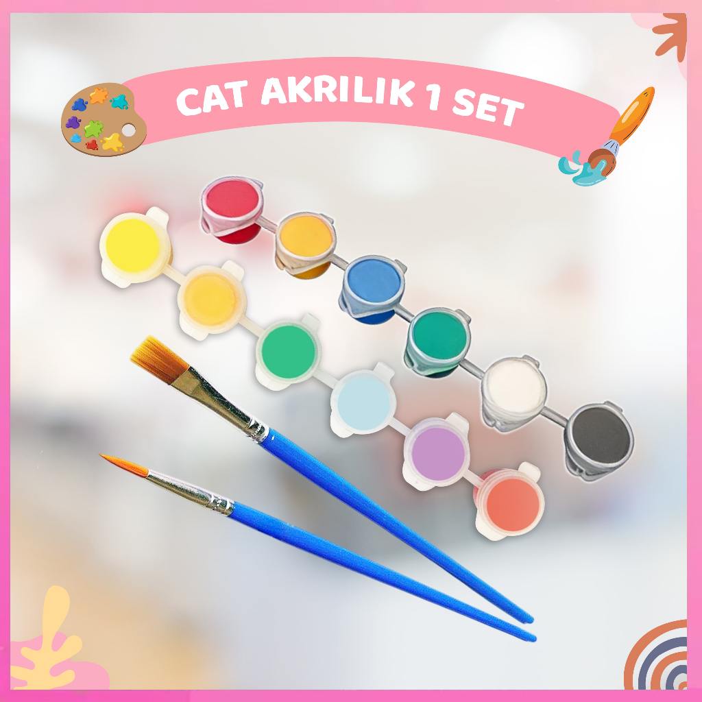 Jual Cat Lukis Akrilik 1 Set (6 Warna) / Acrylic Paint 1 Set 6 Colour ...