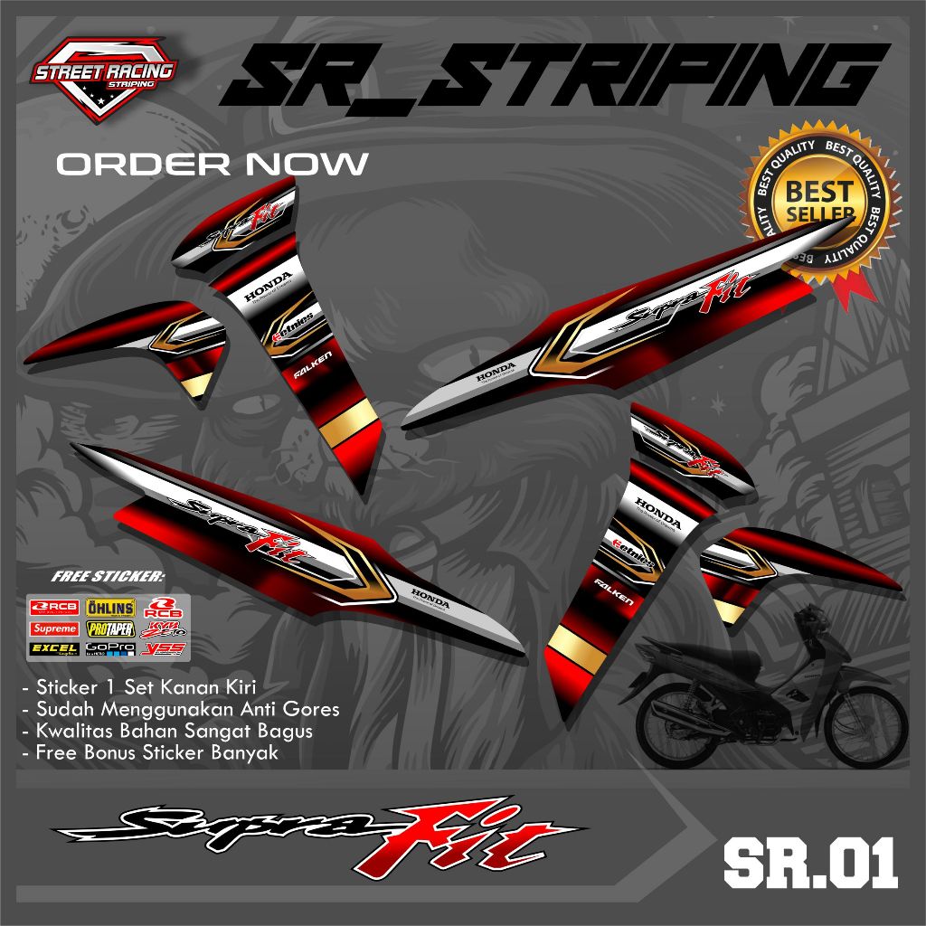 Jual SUPRA FIT NEW striping SUPRA FIT NEW (cod) stiker motor SUPRA FIT ...