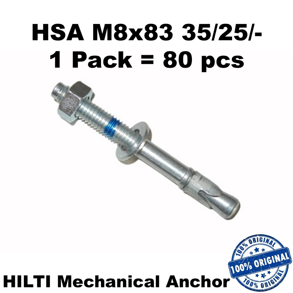 Jual Dynabolt HILTI HSA M8x85 35/25/- Wedge Anchor / Through Bolt ...