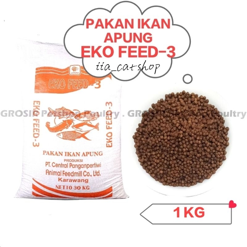 Jual EKO FEED 3 EKO FEED-3 KEMASAN 1KG PAKAN IKAN MAS LELE GURAME NILA ...