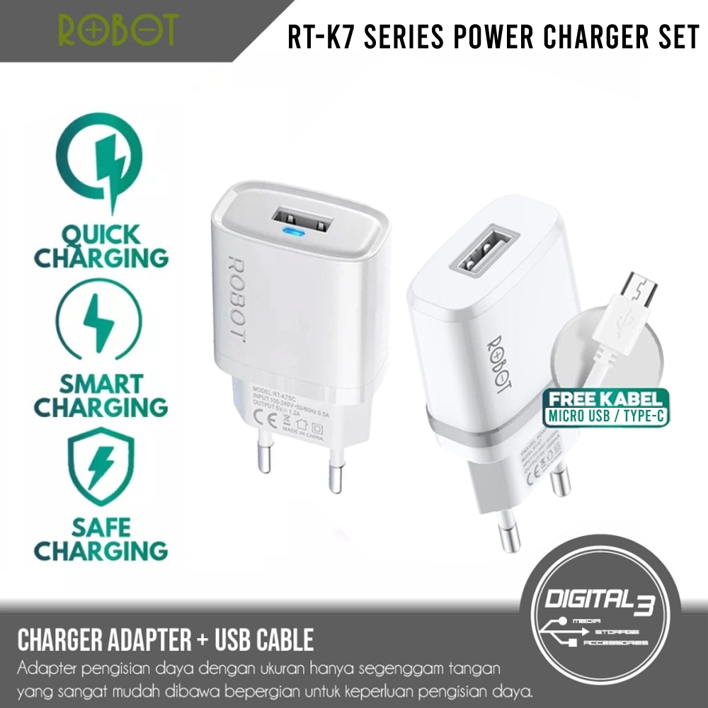 Jual Robot RT-K7 / RT-K7S / RT-K7SC Quick Charge 5V / 1A Charger Plus Micro USB Cable 1.2A Type ...