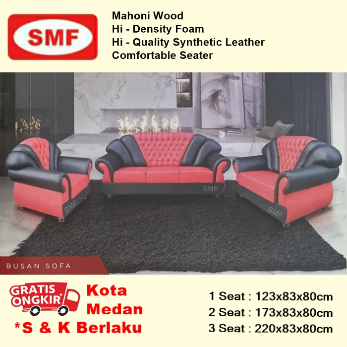 Jual SOFA SET 3.2.1 - SOFA SANTAI - SOFA TAMU - BUSAN - MERAH HITAM ...