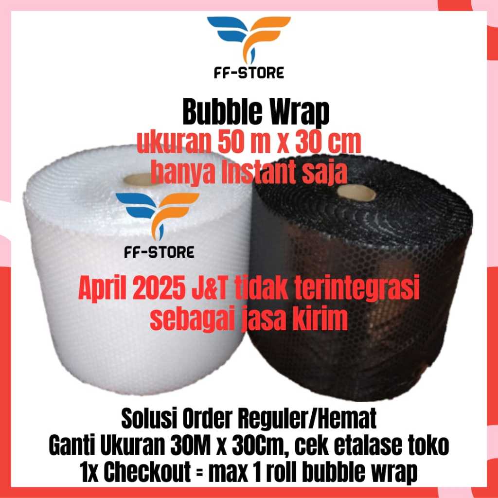 Jual [REGULER] [50Mx30Cm] Bubble Wrap 30cm x 50m Hitam / Bening Packing ...