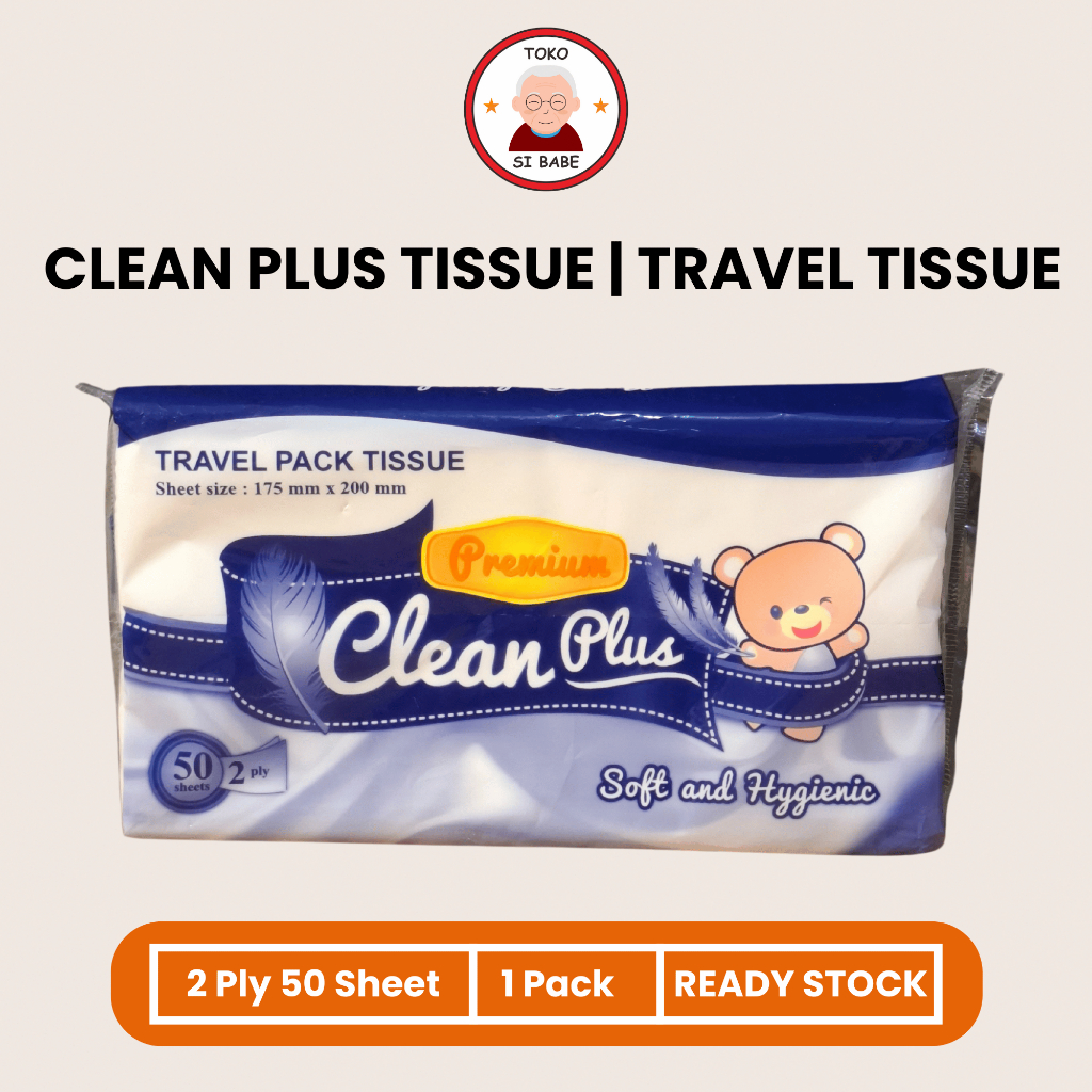 Jual TISSUE CLEAN PLUS 2 PLY 50 SHEET | CLEAN PLUS 50 SHEET | Travel Tissue Wajah 50 Sheet (2 ...