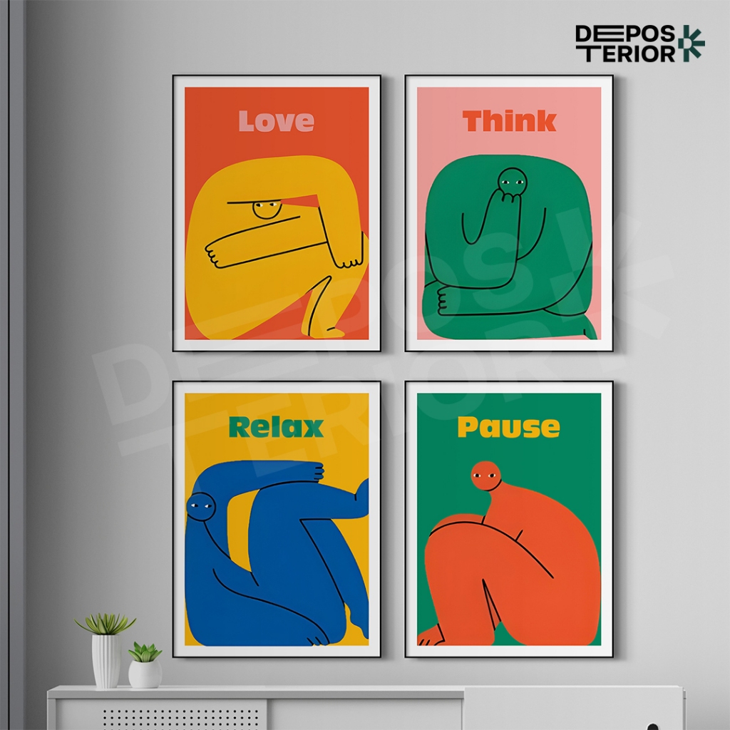 Jual Poster Frame Motivation Art Relax, Love, Think, Pause | Shopee ...