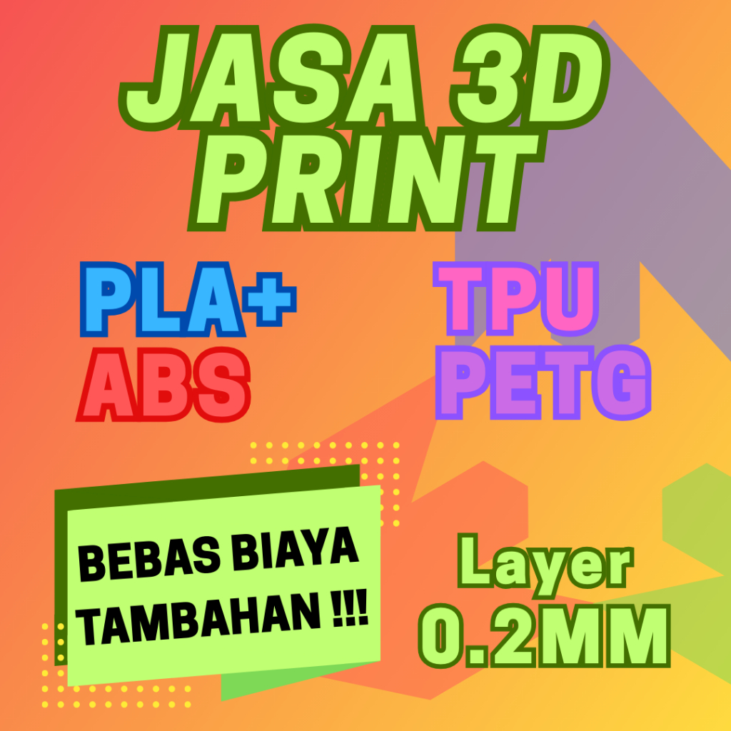 Jual 3Dtec Jasa Cetak 3D Print PLA+ ABS TPU PETG Berkualitas Tinggi Ukuran Besar Kecil Layer 0 ...