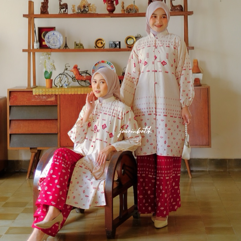 Jual javainbatik - SET TUNIK KARISA BATIK CAP - one set wanita - batik kondangan | Shopee Indonesia
