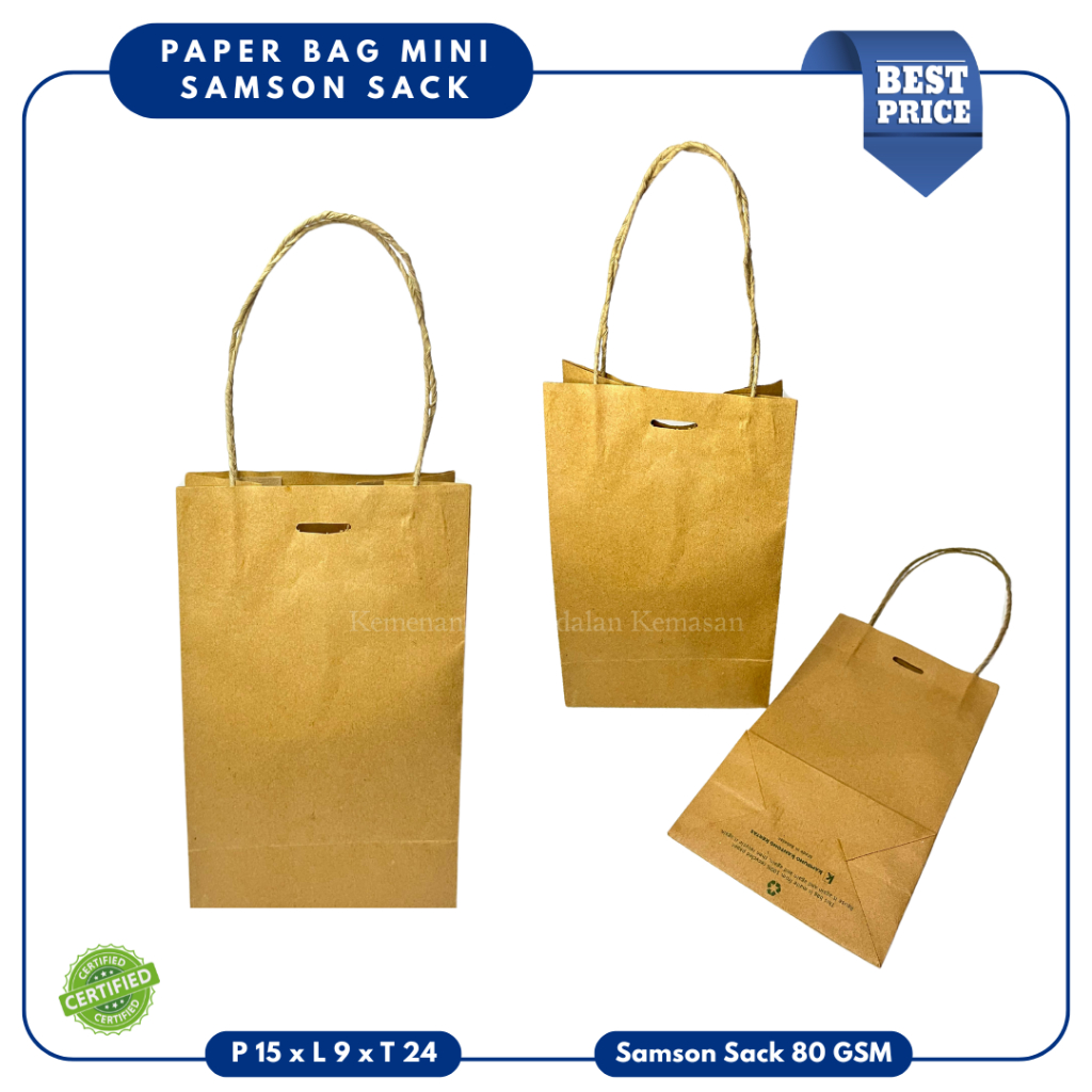 Jual Paper Bag polos P15 L9 T24 Kraft 125g Kantong Kertas Coklat (WAJIB ...