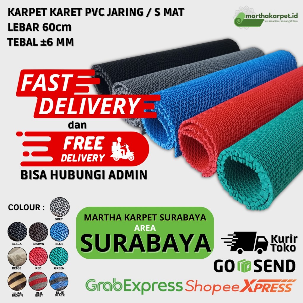 Jual Karpet PVC Kamar Mandi (1 roll) 15 m x 60 cm S Mat, Keset PVC ANTI ...