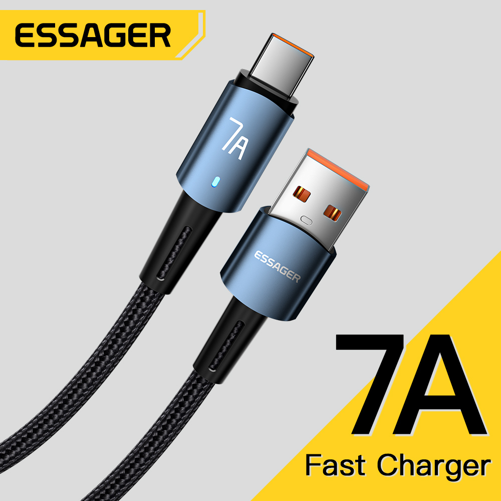 Jual Essager 7A 100W Tipe c kabel pengisian daya kabel pengisian cepat yang dipimpin usb ke tipe ...