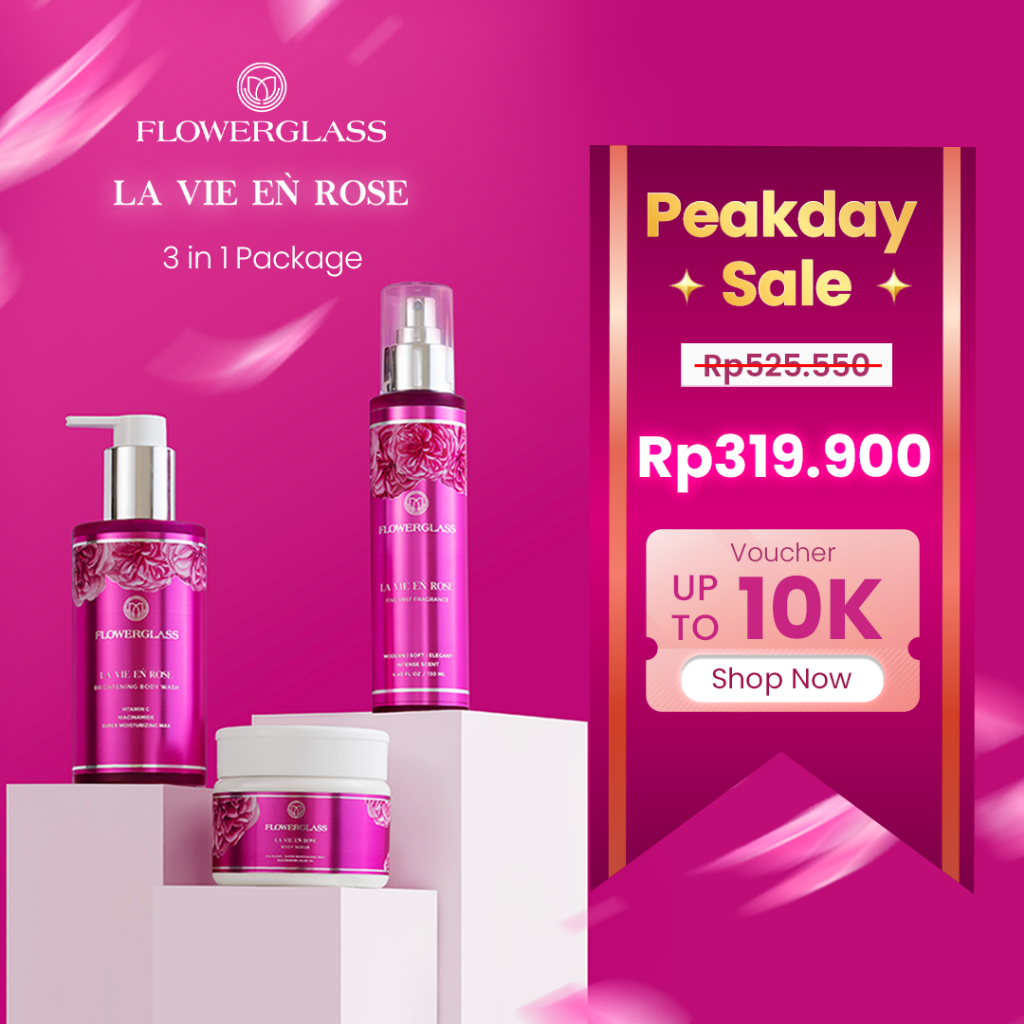 Jual FLOWERGLASS - La Vie En Rose 3 in 1 Package - Body Wash - Body ...
