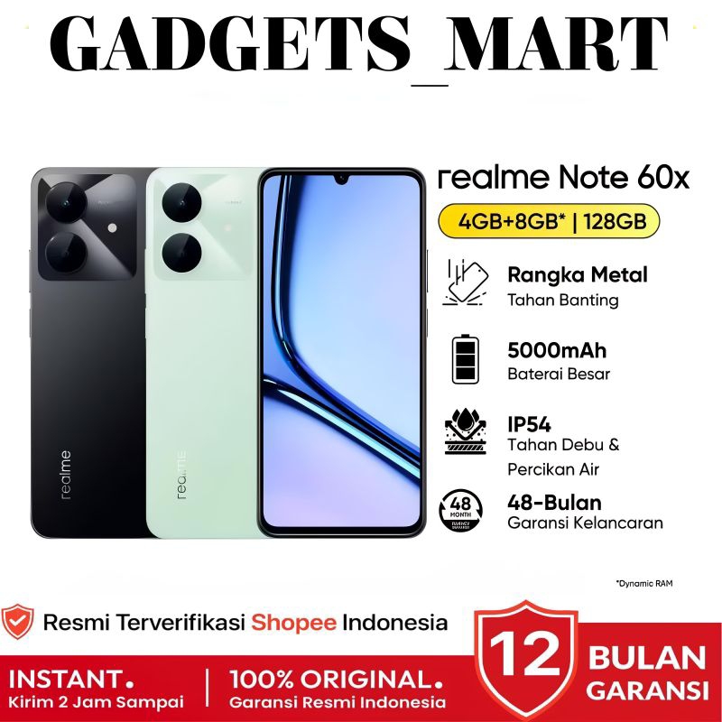 Jual Realme Note 60x 4GB 128GB | IP54 Tahan Air dan Debu Battery ...
