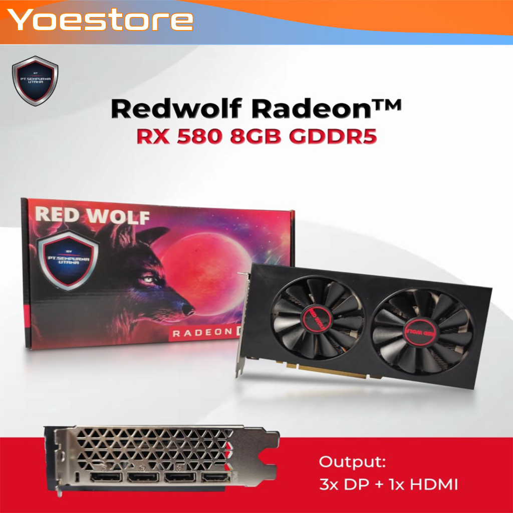 Jual RED WOLF RADEON RX 580 8GB DDR5 256 bit VGA Card Venom RX 8GB ...